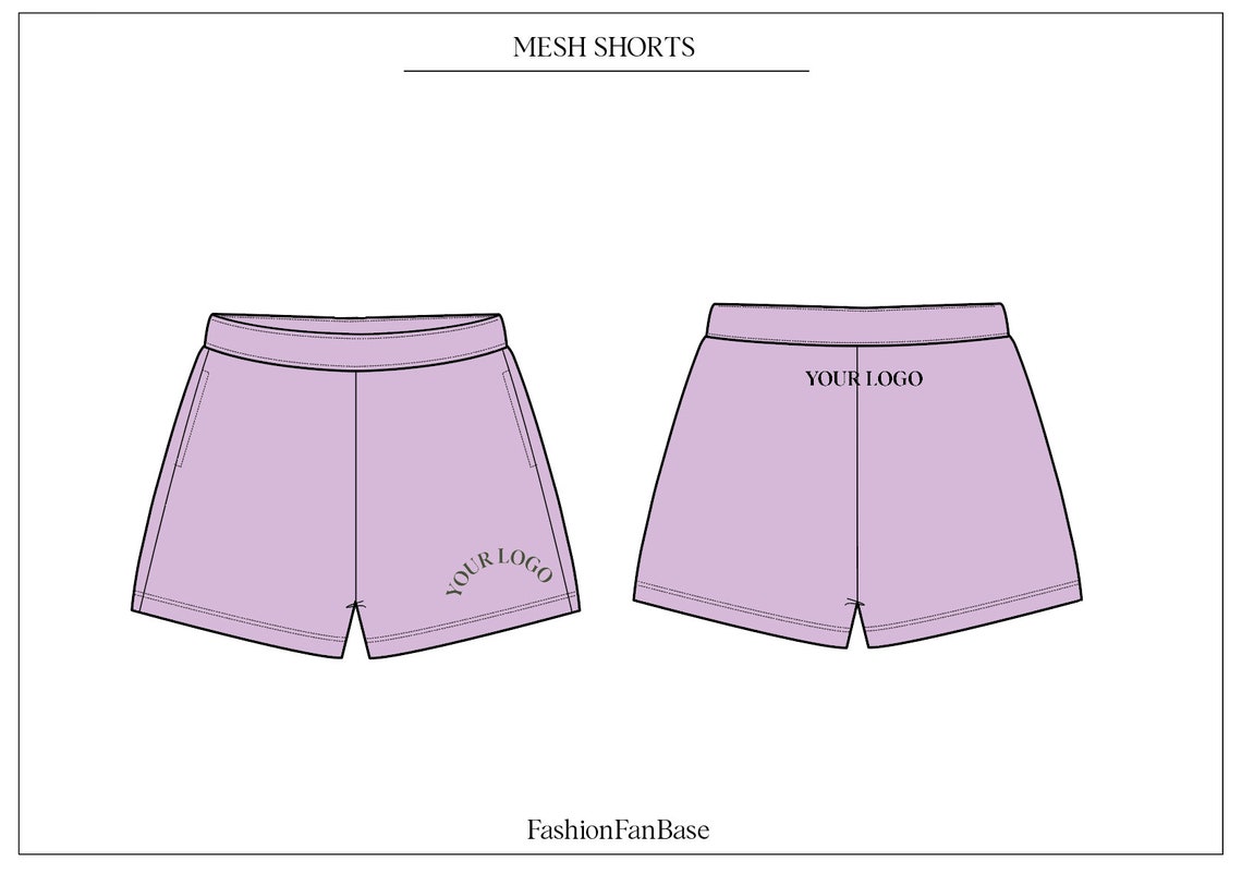 Mesh Shorts Template Shorts Tech Pack Streetwear Vector Template ...