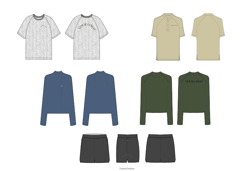 Activewear Men's Streetwear Vector Mockup Fashion Tech Pack Template ...