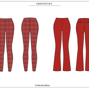 Crop Pants Vector Streetwear Tailored Pant Drawing Fashion Flat Tech ...