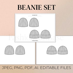 Beanie Drawing Stocking Cap Fashion Flat Streetwear Drawing Tech Pack ...