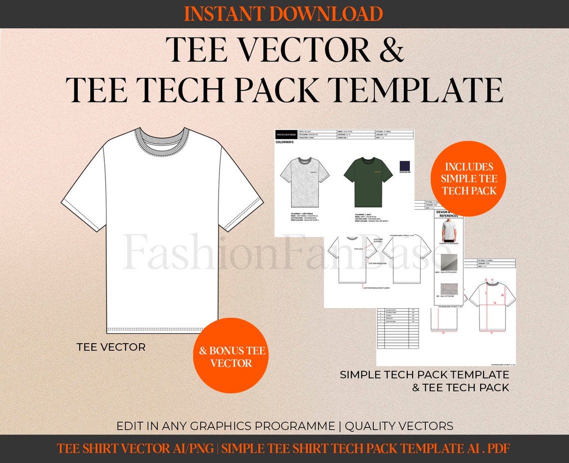 Tech Pack Template Tee Shirt Tech Pack Clothing Vector Template ...