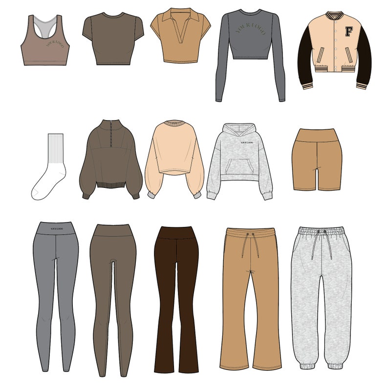 Women's Streetwear Vector Mockup Pack Fashion Tech Pack Template ...