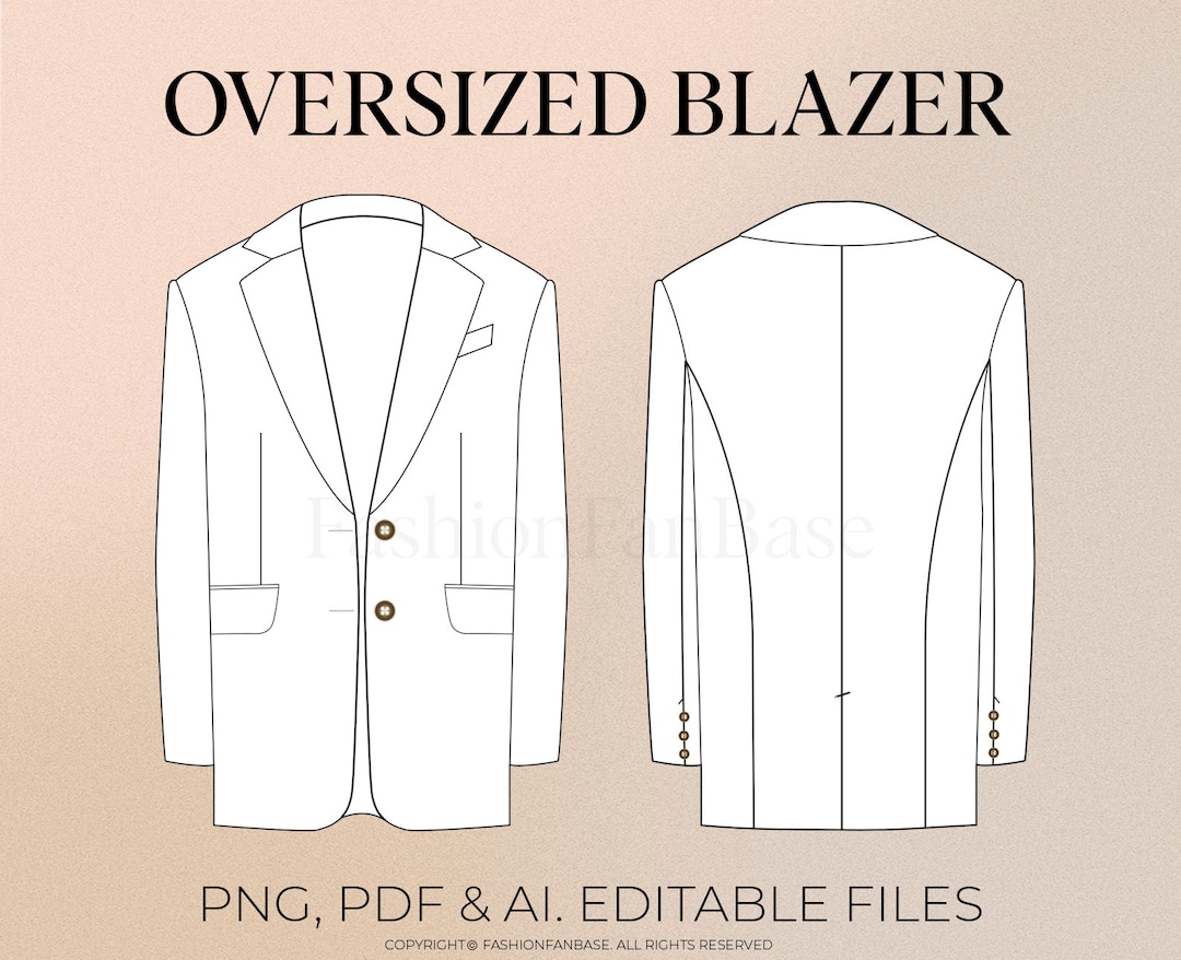 Oversized Blazer Drawing Unisex Jacket Sketch Streetwear Drawing Tech ...