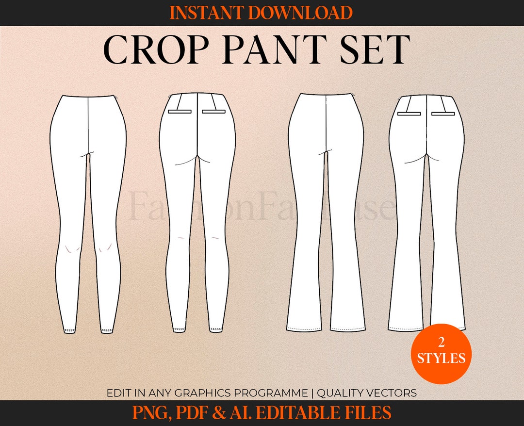 Crop Pants Vector Streetwear Tailored Pant Drawing Fashion Flat Tech ...