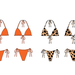 Triangle Bikini Drawing Bikini Fashion Flat Fashion Design Template ...