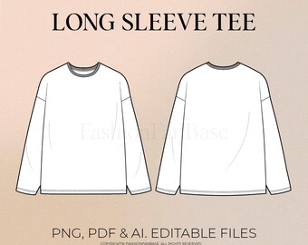 Long Sleeve T-shirt Flat Technical Drawing Illustration Short - Etsy