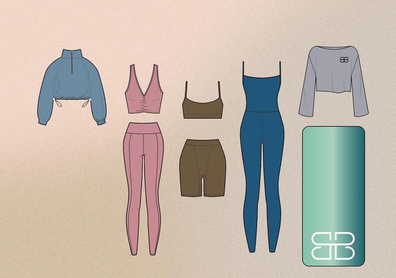 Activewear Streetwear Vector Mockup Fashion Tech Pack Template Clothing ...