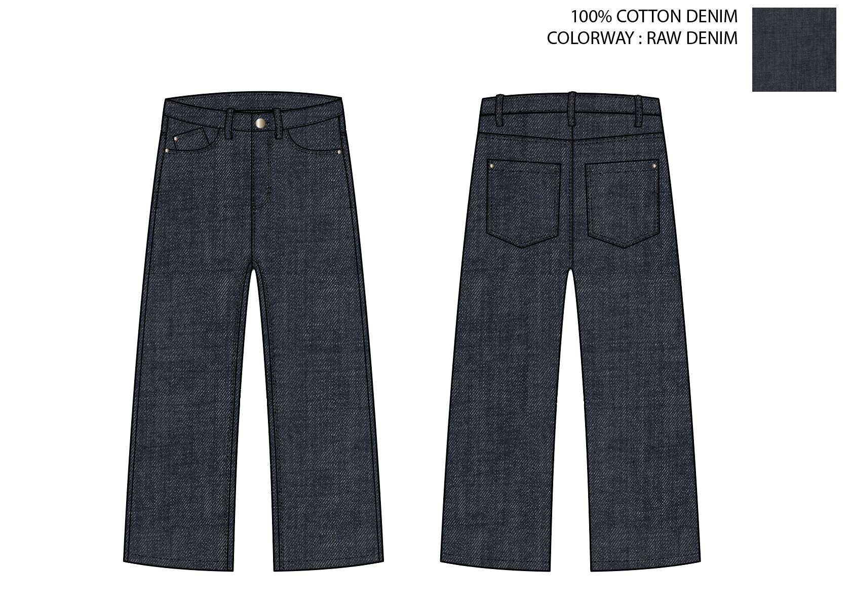 Oversized Baggy Jeans Vector Unisex Jeans Drawing Fashion Flat ...