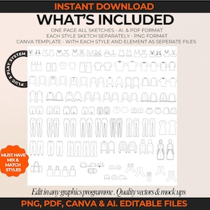 Activewear Streetwear Vector Mockup Fashion Tech Pack Template Clothing ...