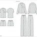 Pyjama Sketch Loungewear Vector Mockup Fashion Tech Pack Template ...