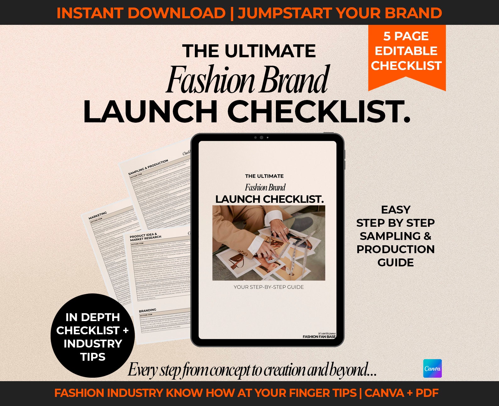 Fashion Brand Launch Checklist Streetwear Vector Tech Pack Template ...