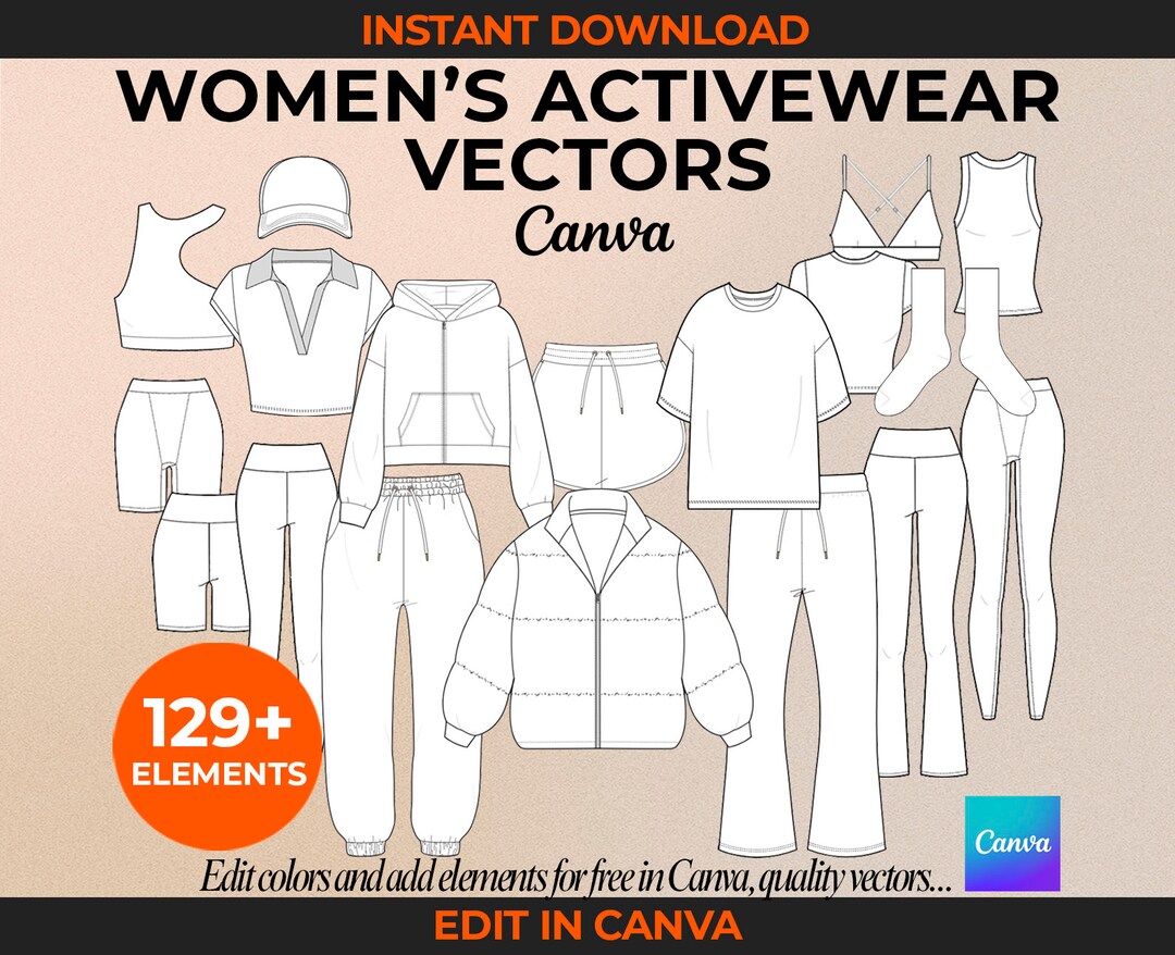 Activewear Canva Mockup Streetwear Vector Fashion Tech Pack Template ...
