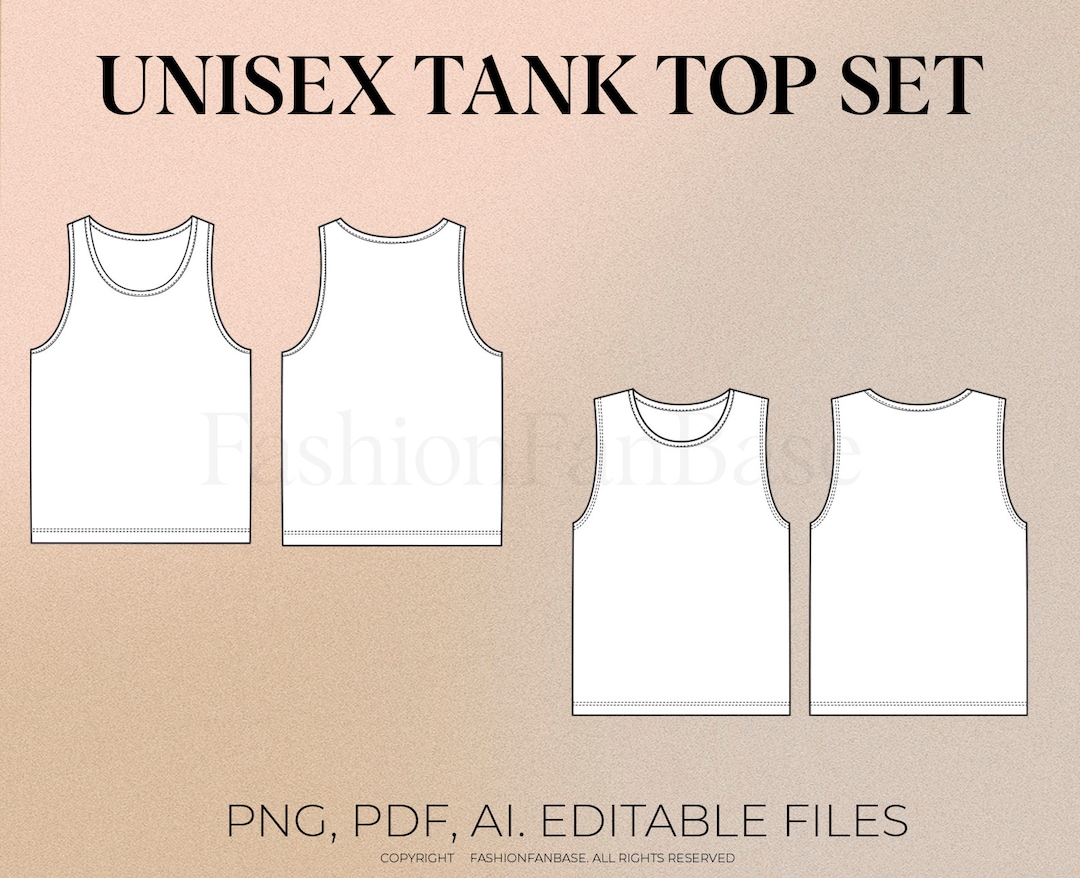 Unisex Tank Tech Drawings Tank Top Fashion Flat Singlet Drawing ...
