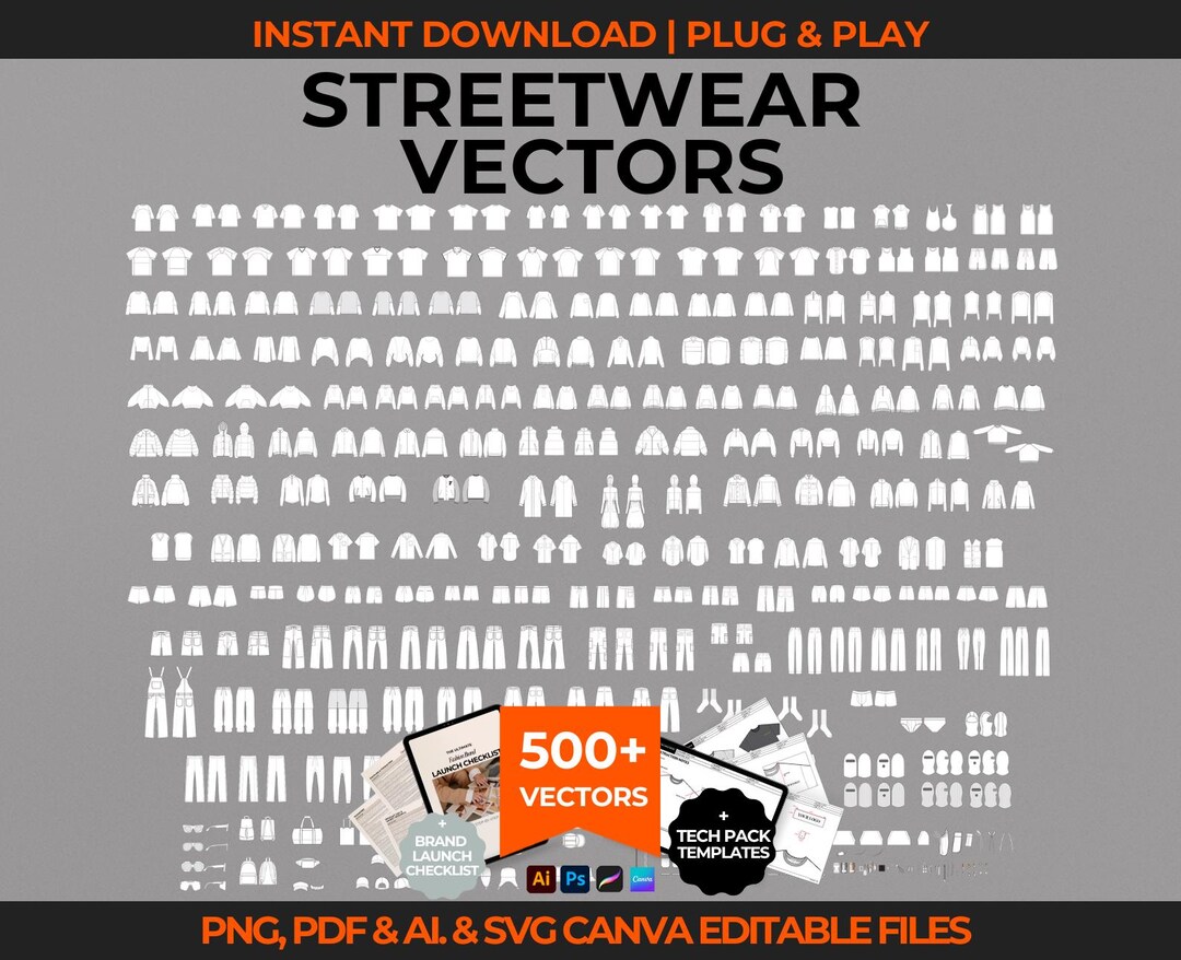 500+ Streetwear Vectors + BONUS Tech Pack Template + Launch Guide ...