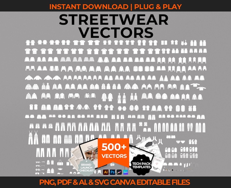 500+ Streetwear Vectors + BONUS Tech Pack Template + Launch Guide ...