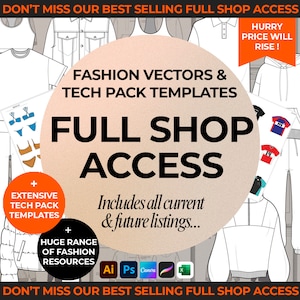 Fashion Tech Pack Template Kit Adobe Illustrator DIY Tech Pack Ai. PDF ...