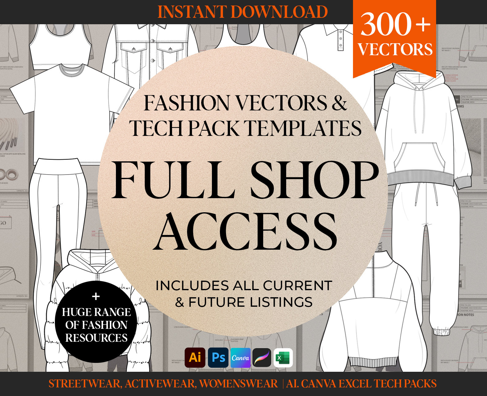 Streetwear Vector Fashion Tech Pack Template Fashion Design Templates ...