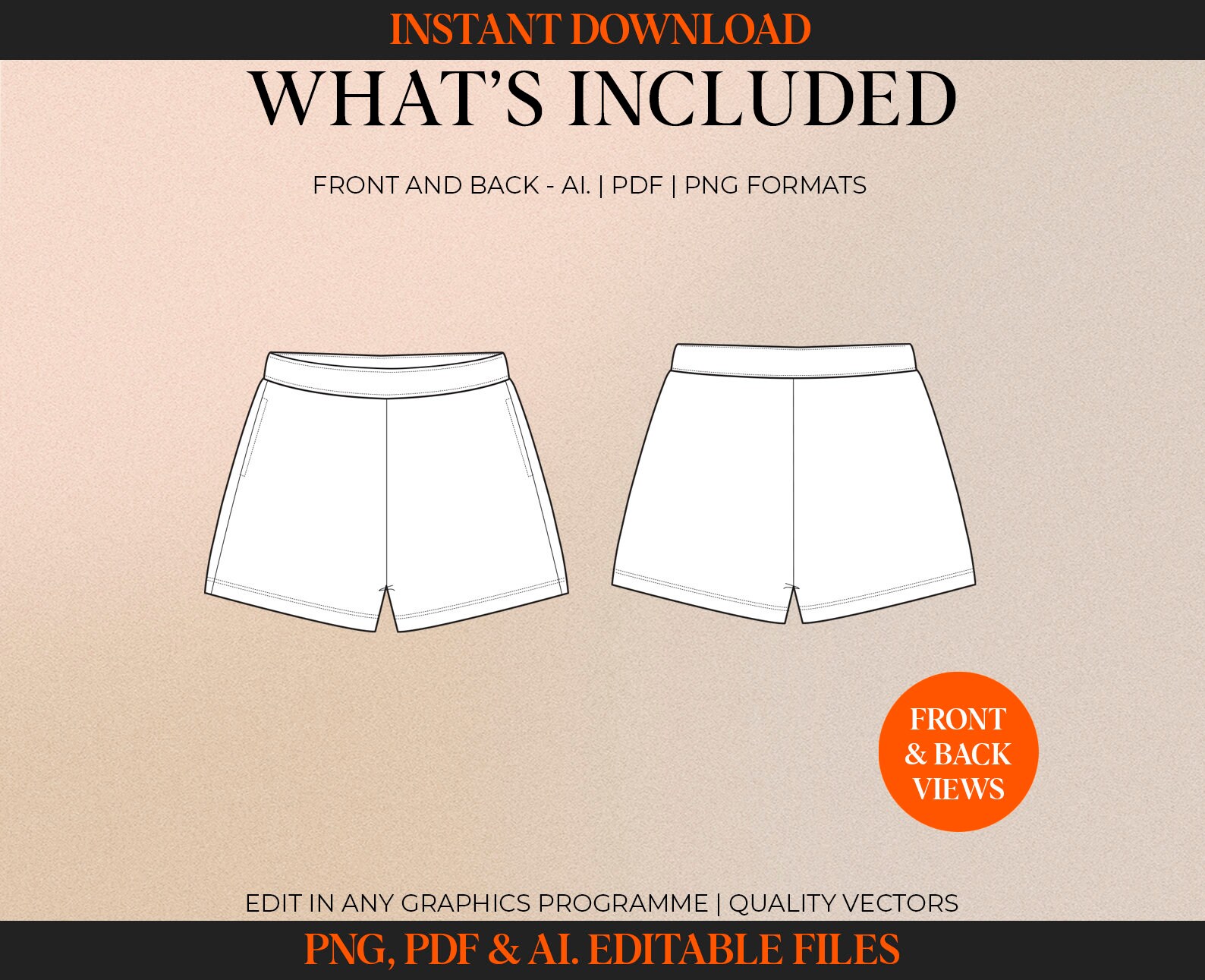 Mesh Shorts Template Shorts Tech Pack Streetwear Vector Template ...