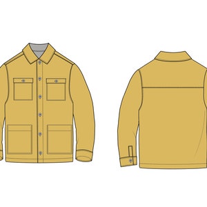 Work Jacket Drawing Shacket Sketch Streetwear Vector Fashion Flat ...