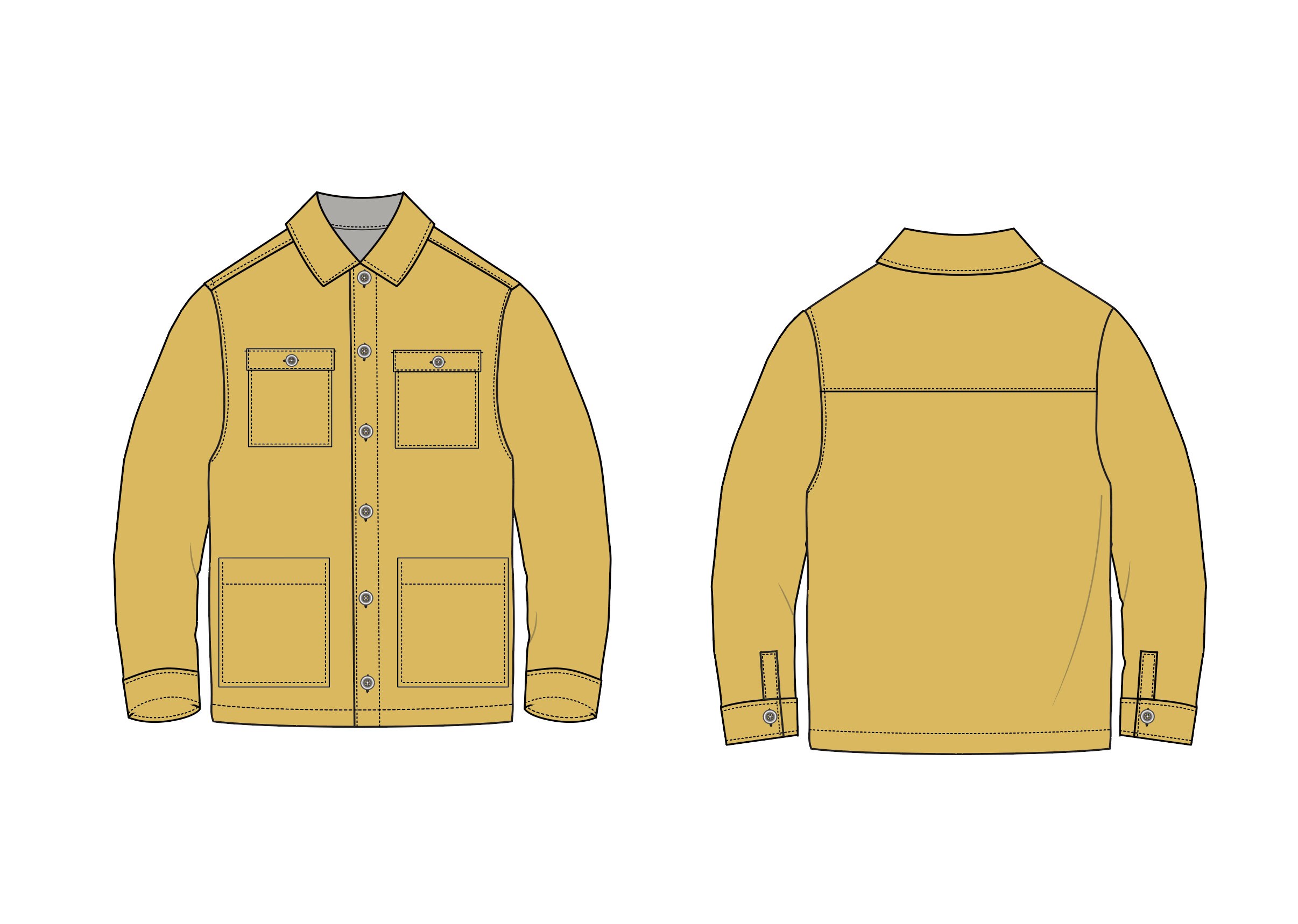 Work Jacket Drawing Shacket Sketch Streetwear Vector Fashion Flat ...