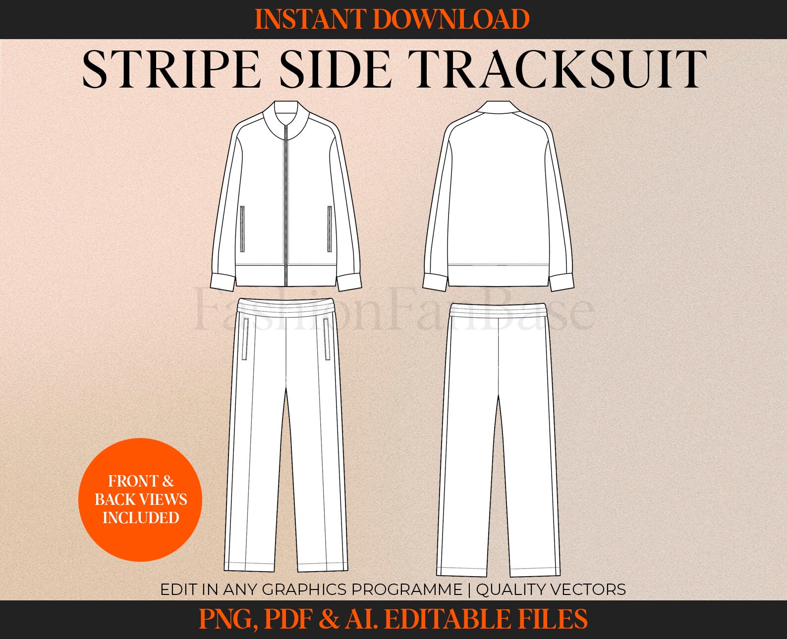 Stripe Tracksuit Vector Zip Through Tracksuit Vector Hoodie Mock up ...