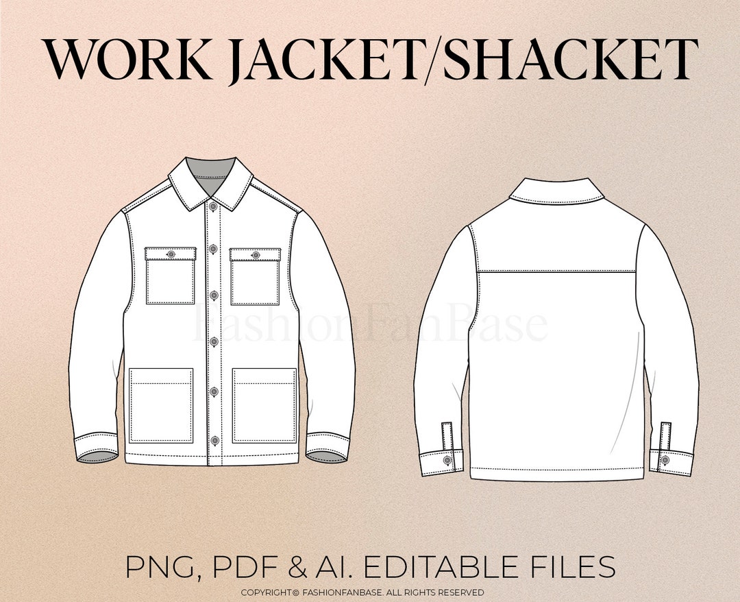 Work Jacket Drawing Shacket Sketch Streetwear Vector Fashion Flat ...