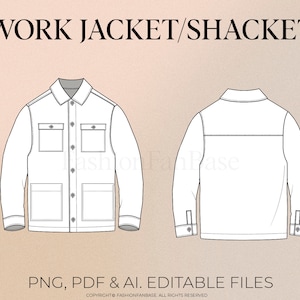 Work Jacket Drawing Shacket Sketch Streetwear Vector Fashion Flat ...