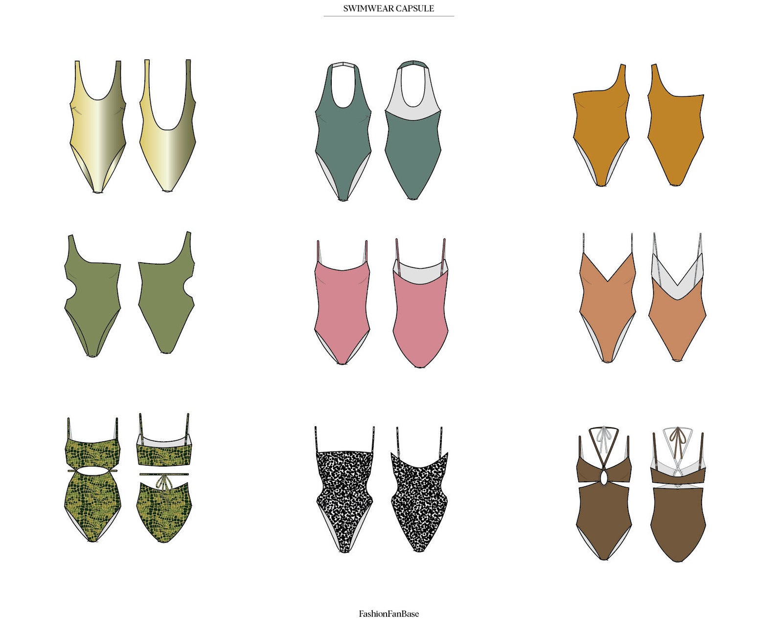 Swimwear Vectors Bathers Drawings Fashion Design Template Tech Pack ...