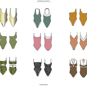 Swimwear Vectors Bathers Drawings Fashion Design Template Tech Pack ...