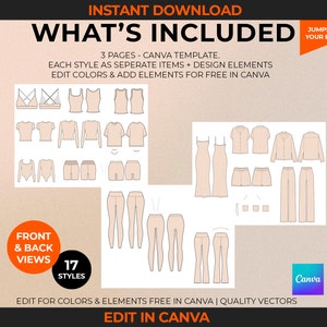 Loungewear Canva Tech Drawing Shapewear Tech Pack Template Fashion Flat ...