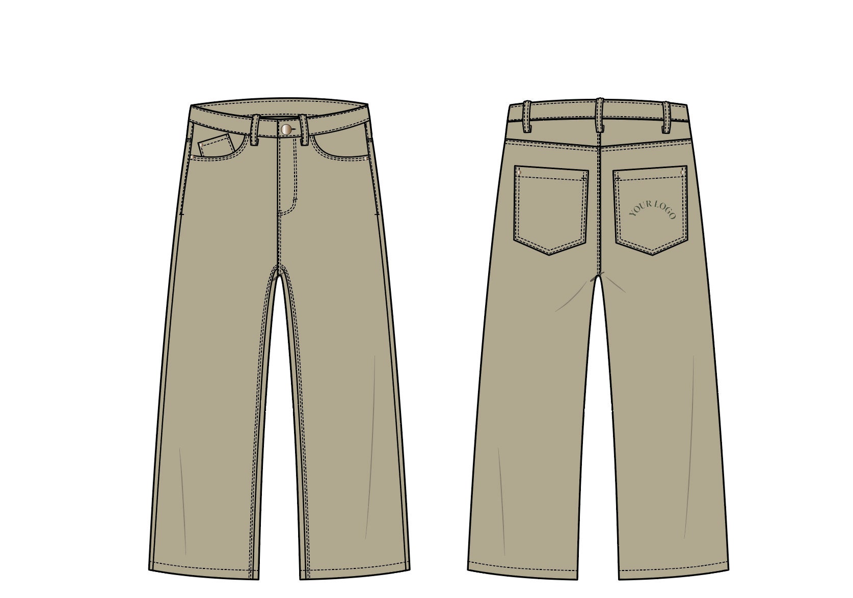 Oversized Baggy Jeans Vector Unisex Jeans Drawing Fashion Flat ...
