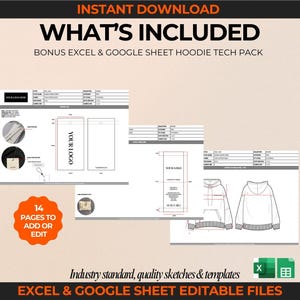 Fashion Tech Pack Template Google Sheet Excel Tech Pack Excel Fashion Design Template Sweatshirt ...