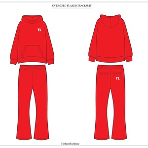 Flared Tracksuit Vector Oversized Hoodie Mock up Sweatshirt Drawing ...
