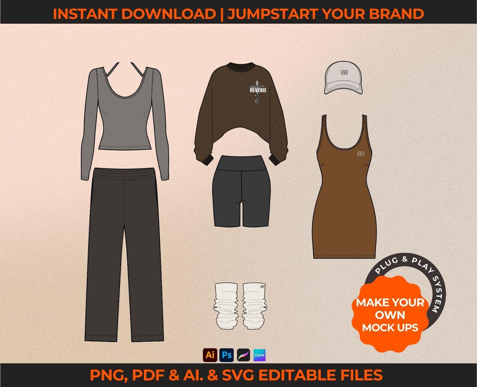 Loungewear Fashion Flats Hoodie Tech Pack Template Fashion Flat ...
