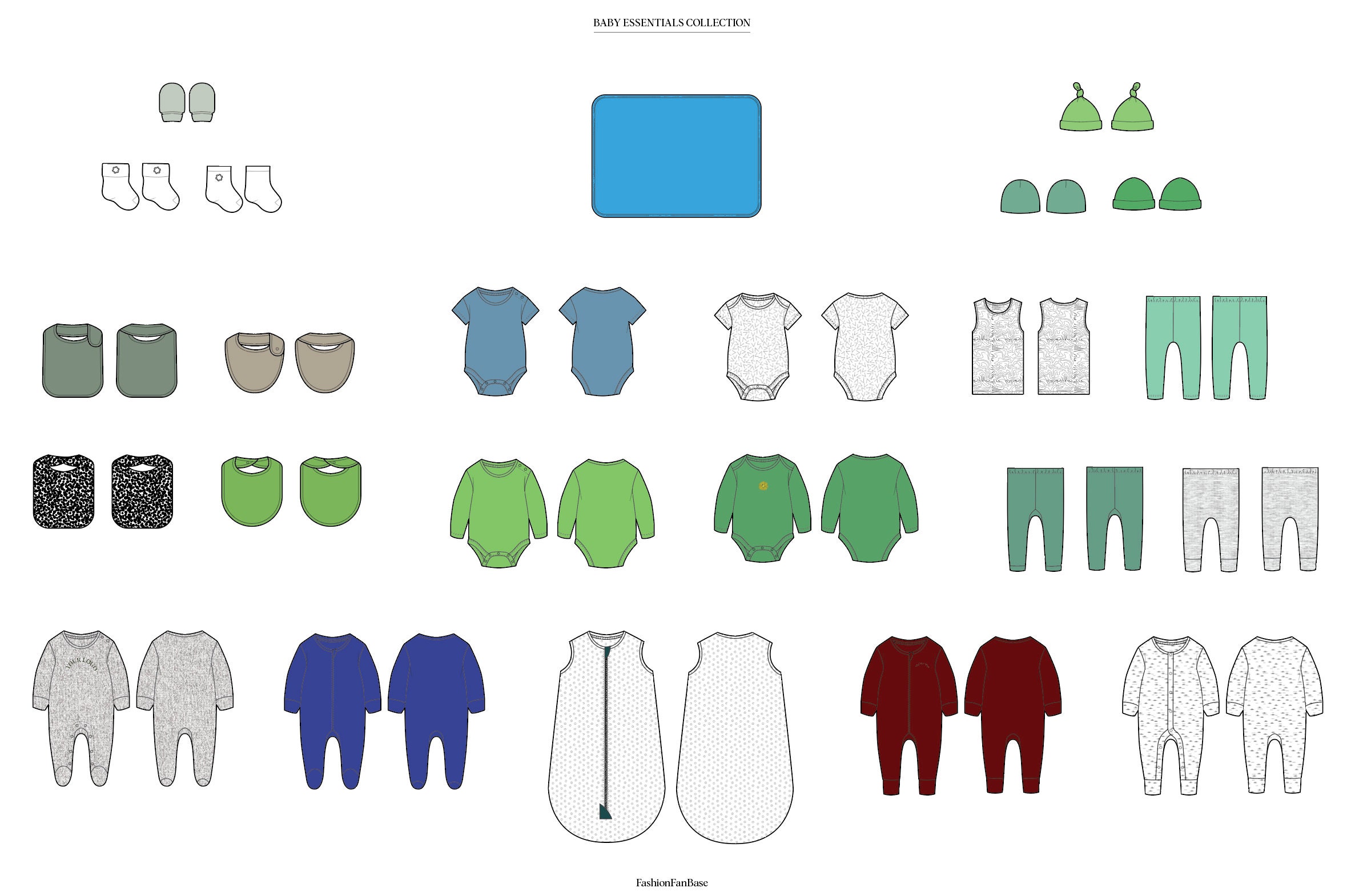 Baby Clothing Vector Mockup Infant Clothing Tech Drawing Tech Pack ...