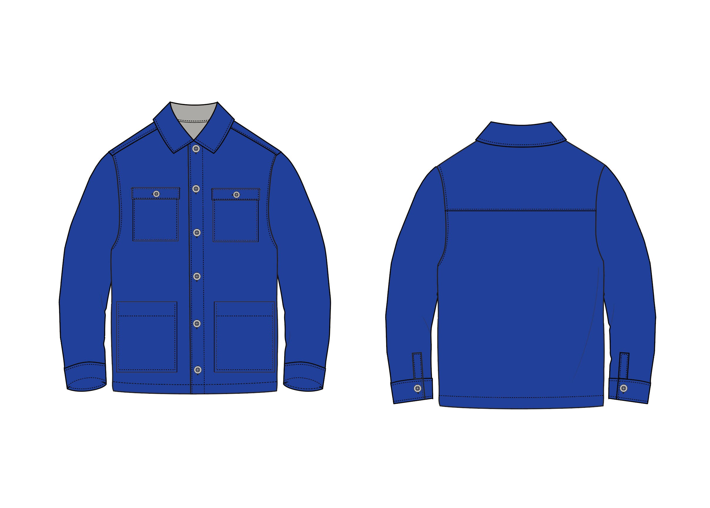 Work Jacket Drawing Shacket Sketch Streetwear Vector Fashion Flat ...