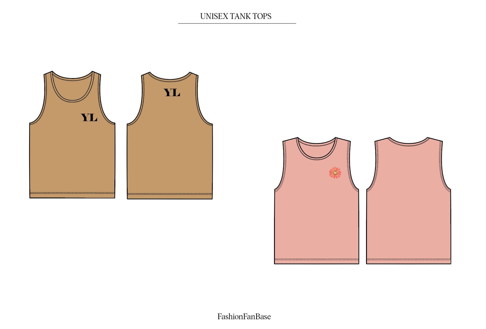 Unisex Tank Tech Drawings Tank Top Fashion Flat Singlet Drawing ...