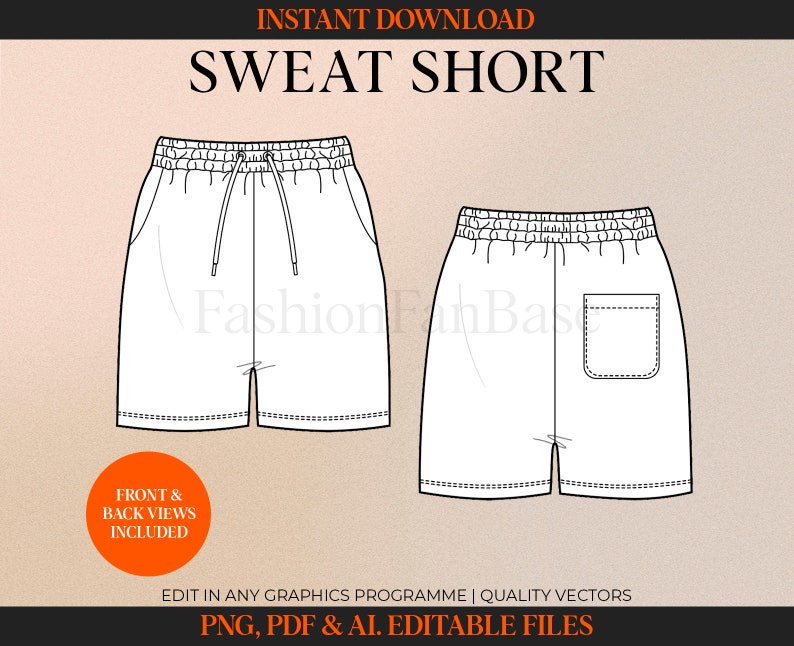 Sweat Short Vector Mens Shorts Tech Pack Streetwear Vector Template ...
