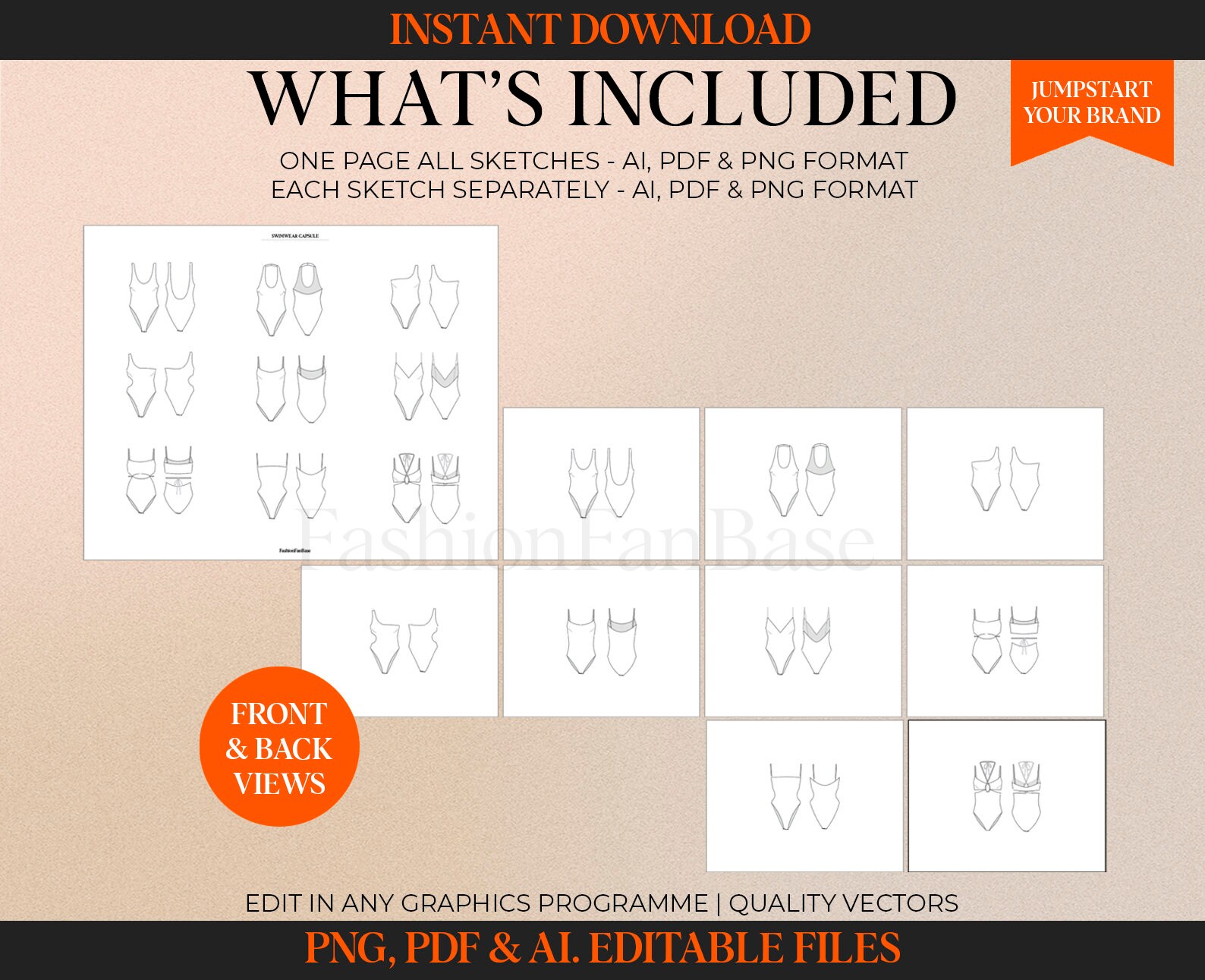 Swimwear Vectors Bathers Drawings Fashion Design Template Tech Pack ...