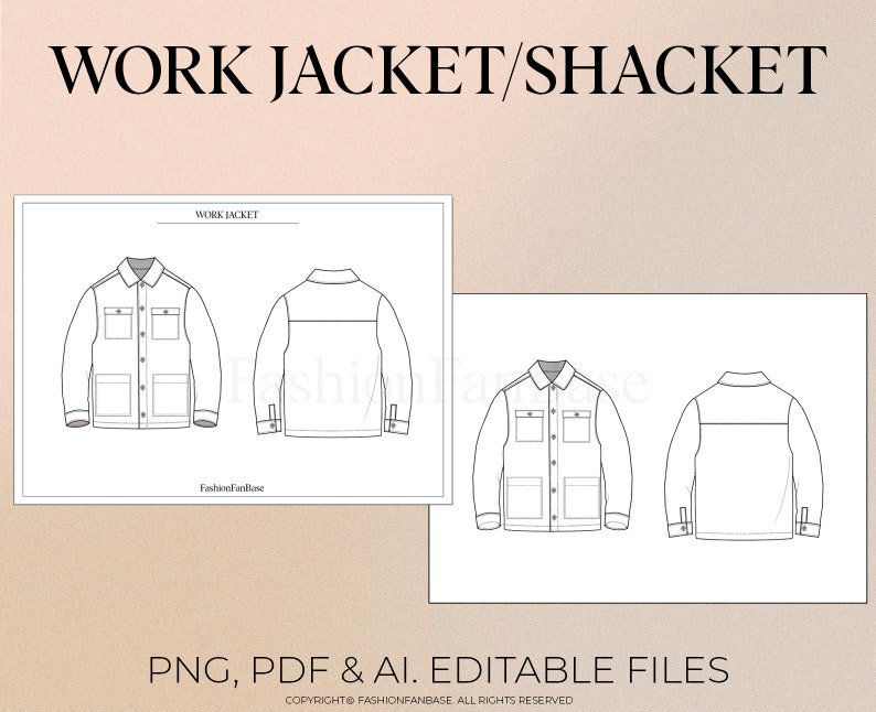 Work Jacket Drawing Shacket Sketch Streetwear Vector Fashion Flat ...