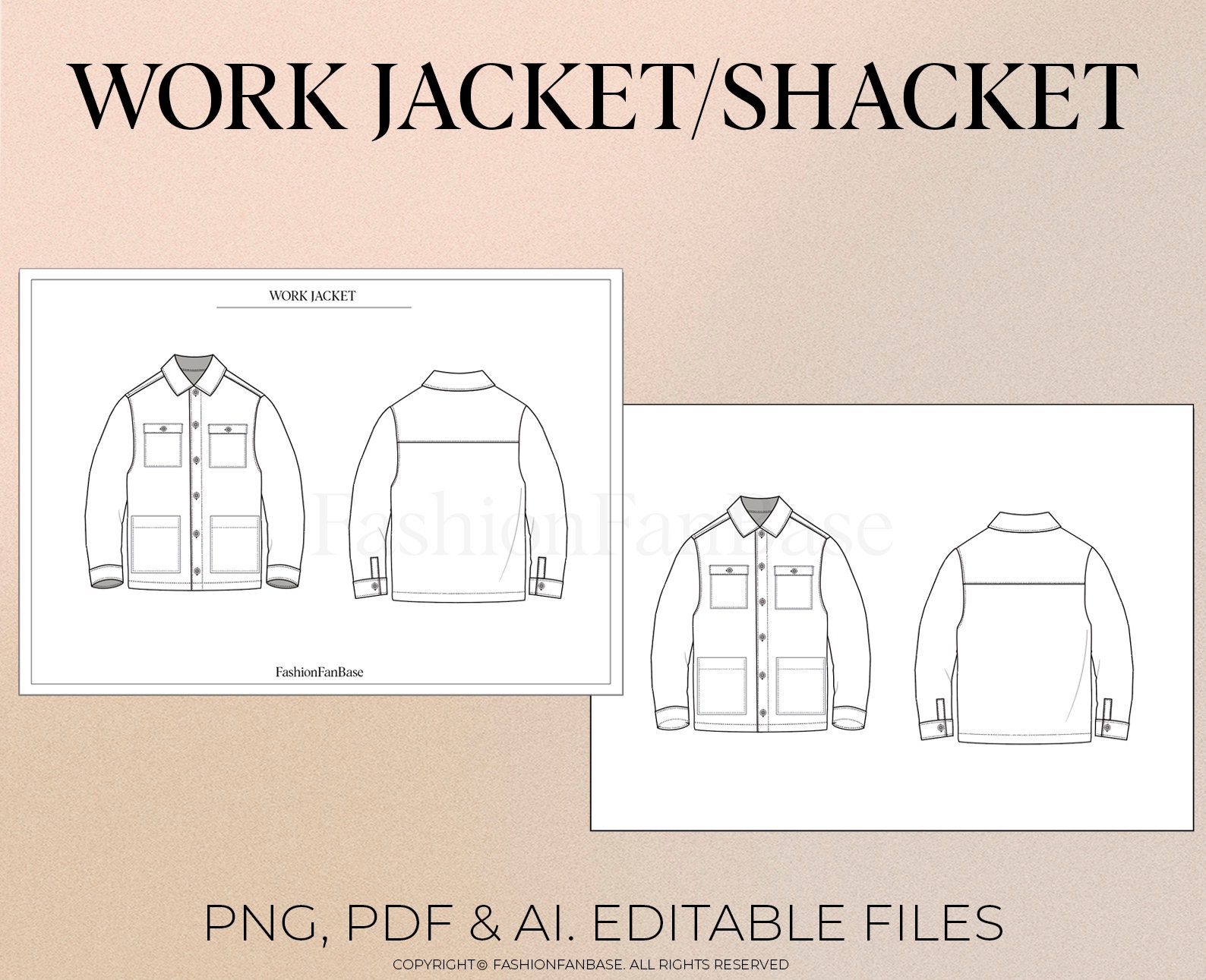 Work Jacket Drawing Shacket Sketch Streetwear Vector Fashion Flat ...