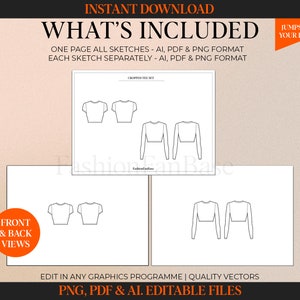 Cropped Tee Streetwear Vector Mockup Fashion Tech Pack Template ...