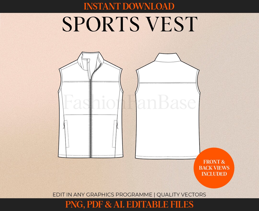Sports Vest Drawing Streetwear Vector Puffer Vest Fashion Flat Clothing ...