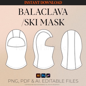 Balaclava Drawing Ski Mask Sketch Drawing Streetwear Tech Pack Template ...