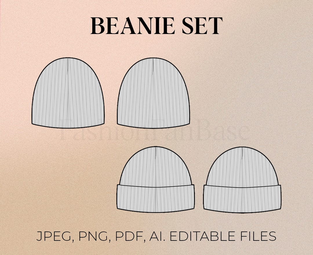 Beanie Drawing Stocking Cap Fashion Flat Streetwear Drawing Tech Pack ...