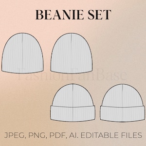 Beanie Drawing Stocking Cap Fashion Flat Streetwear Drawing Tech Pack ...
