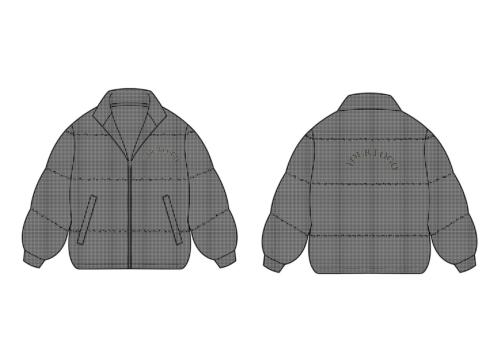Puffer Jacket Drawing Streetwear Fashion Flat Clothing Template ...