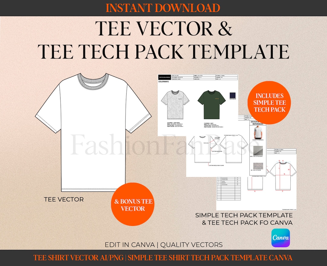 Tech Pack Template Tee Shirt Tech Pack Clothing Vector Template ...