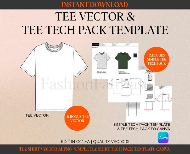 Tech Pack Template Tee Shirt Tech Pack Clothing Vector Template ...