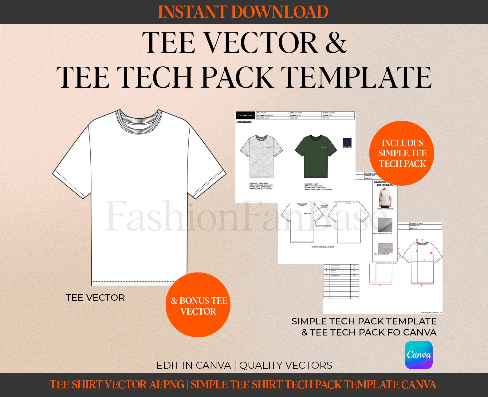 Tech Pack Template Tee Shirt Tech Pack Clothing Vector Template ...